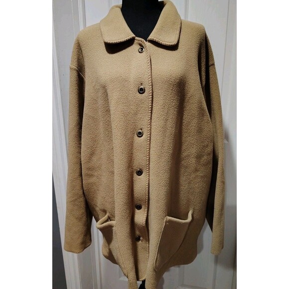 LL bea | Jackets & Coats | Vintage Ll Bean Tan Fleece Jacket Button ...